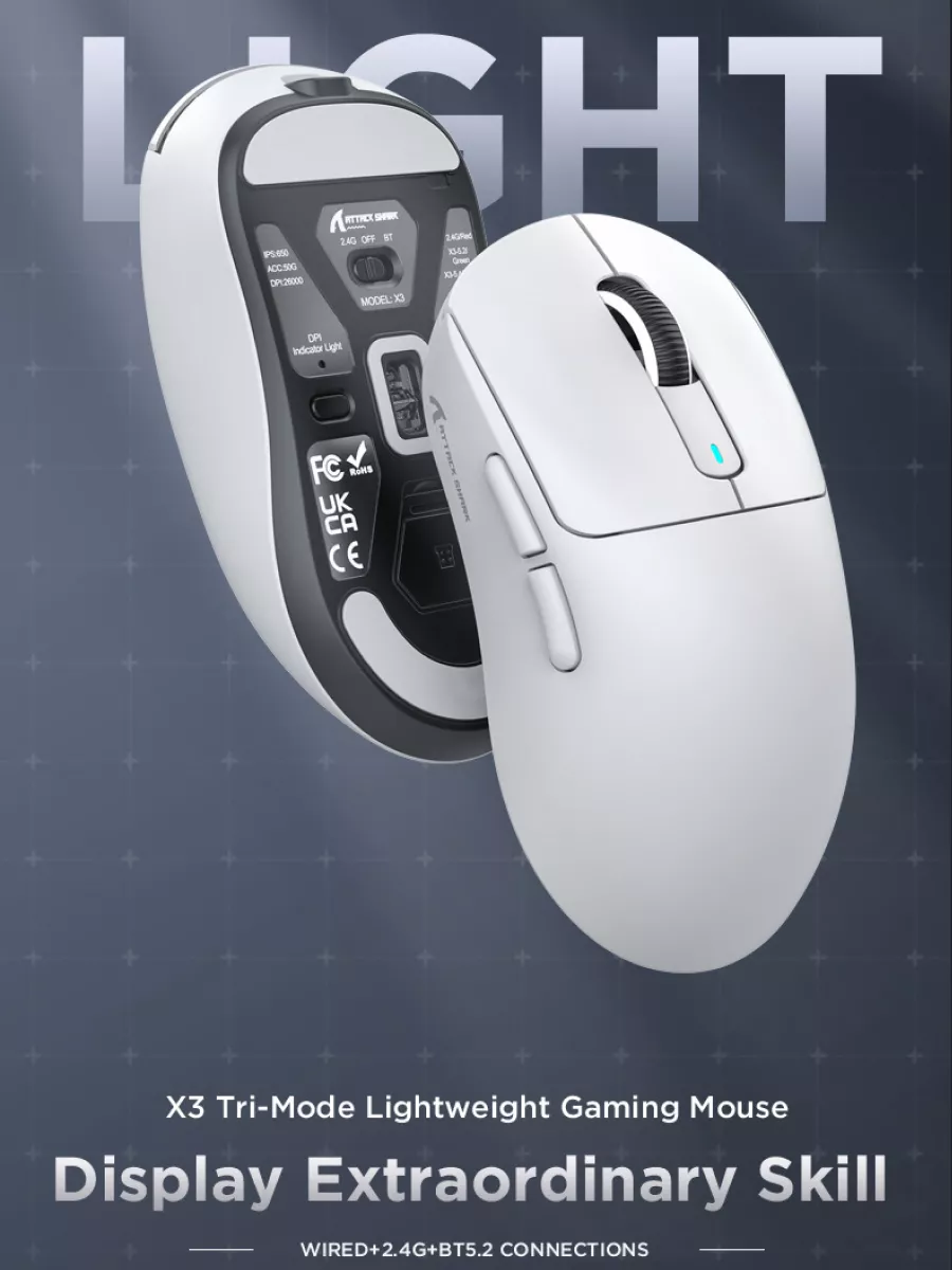 Мышка беспроводная игровая Attack Shark X3 26000 Dpi Verzu Electro ...